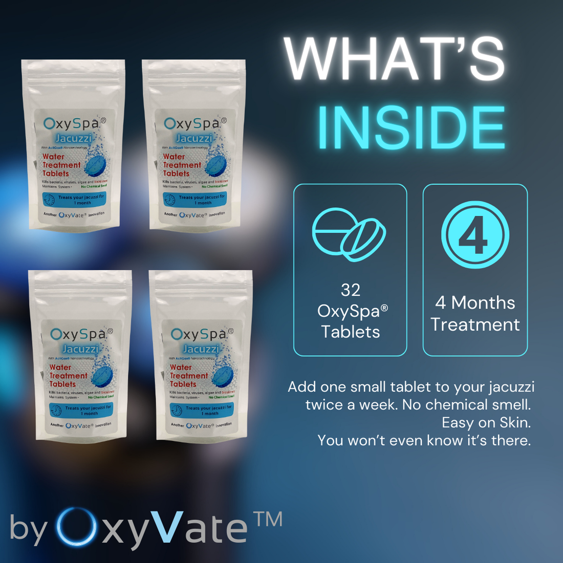 OxySpa® Jacuzzi Treatment Tablets 3 Pack + 1 Pack Free Special – OxyVate®
